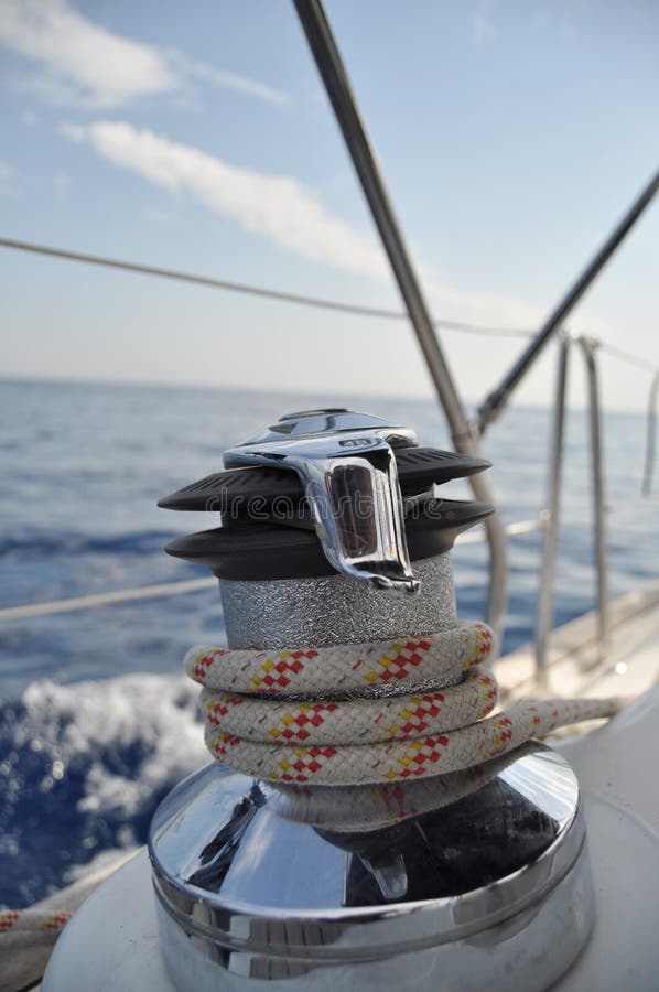 Boat Winch stock photo. Image of railing, guardrail, ropes - 16374244
