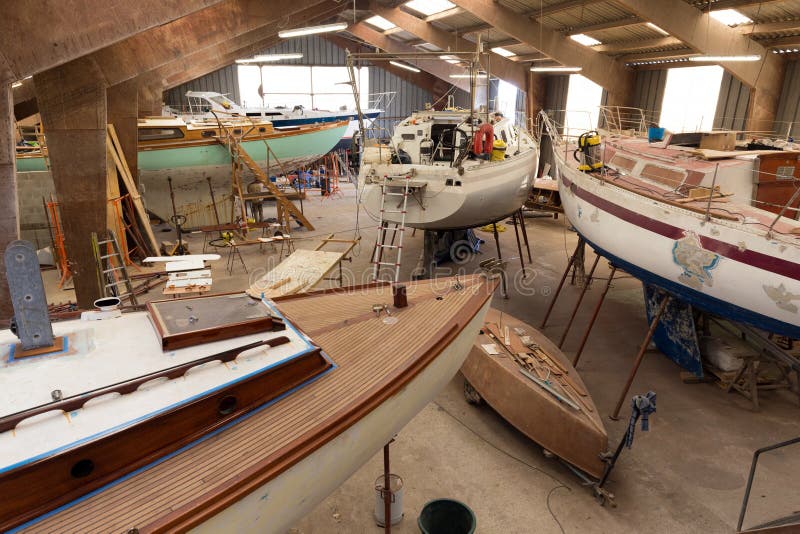 Boat workshop stock photo. Image of hangar, france, motorboat - 73638182