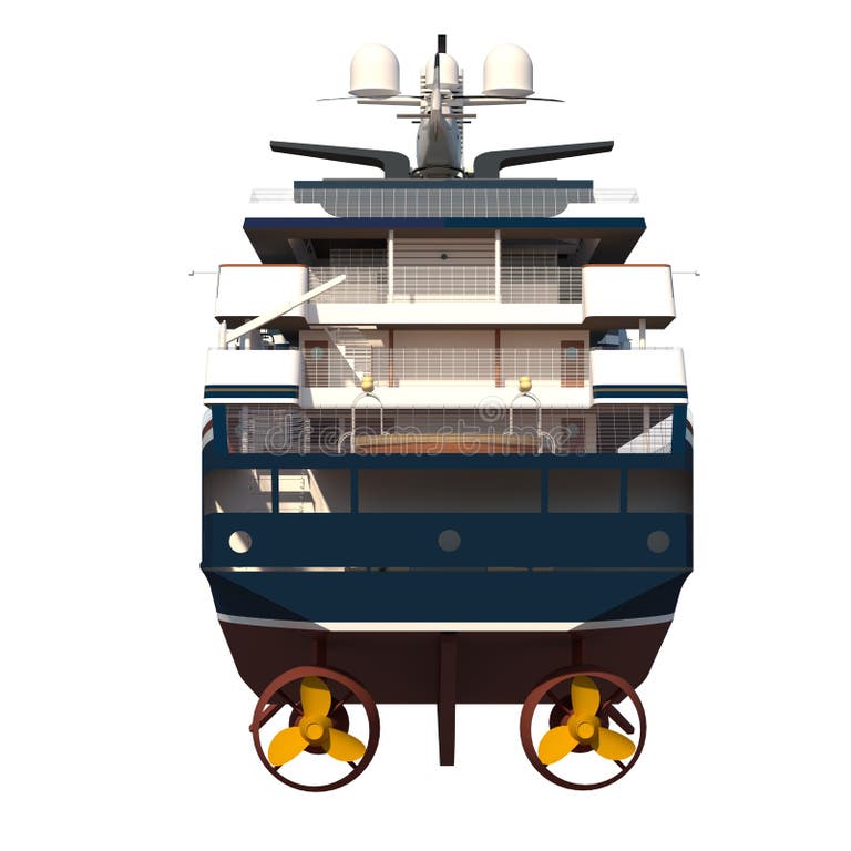Cruise Ship Boat 1- Back View White Background 3D Rendering Ilustracion ...