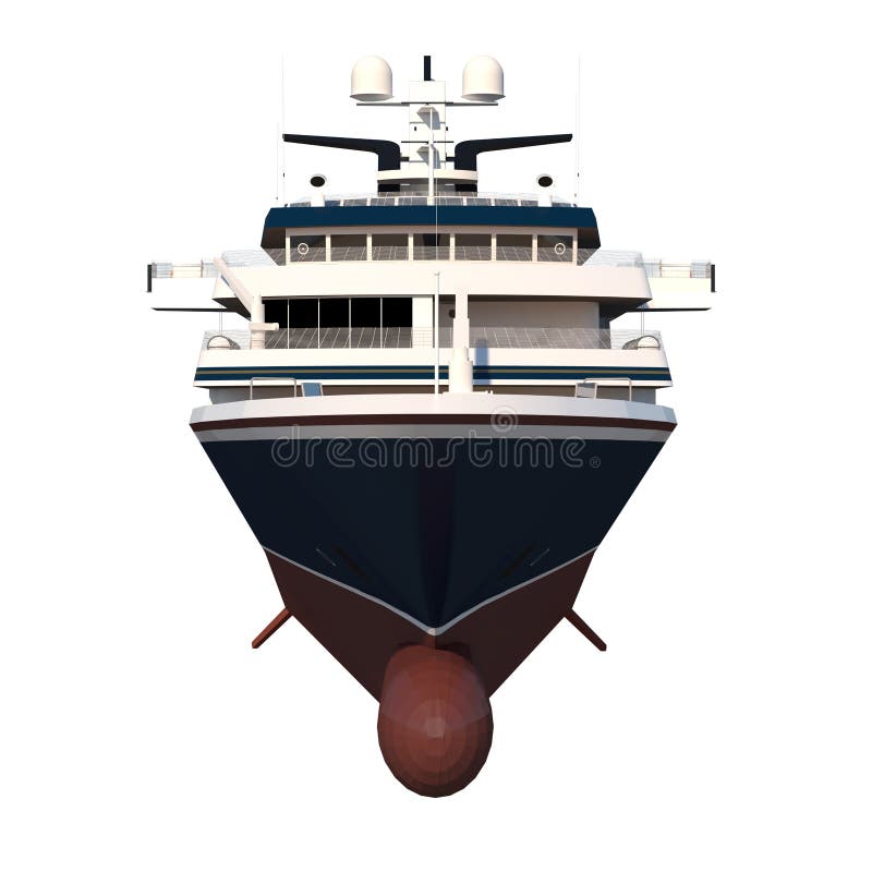 Cruise Ship Boat 1- Front View White Background 3D Rendering ...