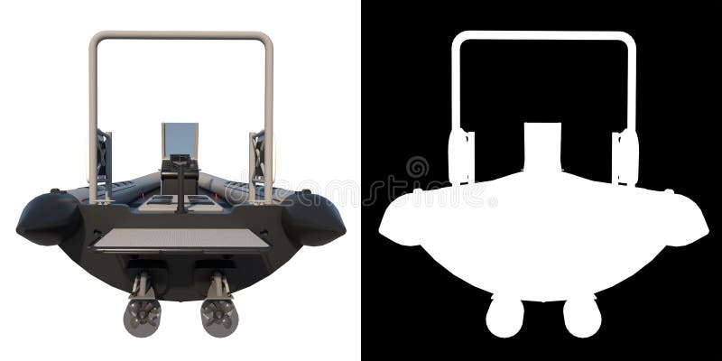 Ship Inflatable Boat 2 - Back View White Background Alpha Png 3D ...