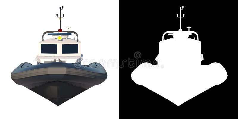 Ship Inflatable Boat 1- Front View White Background Alpha Png 3D ...
