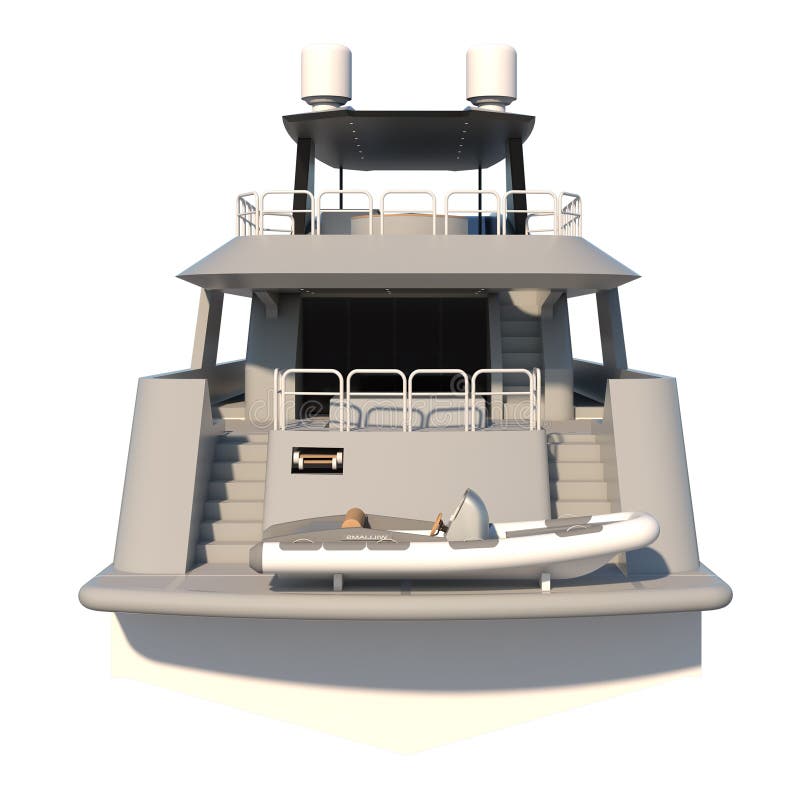 Yacht Speedboat Boat 1 - Back View White Background 3D Rendering ...
