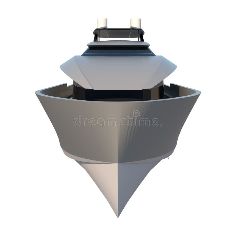 Yacht Speedboat Boat 1 - Front View White Background 3D Rendering ...