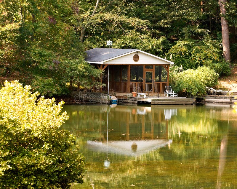 Boathouse on Lake stock photo. Image of home, landscaping - 7136944