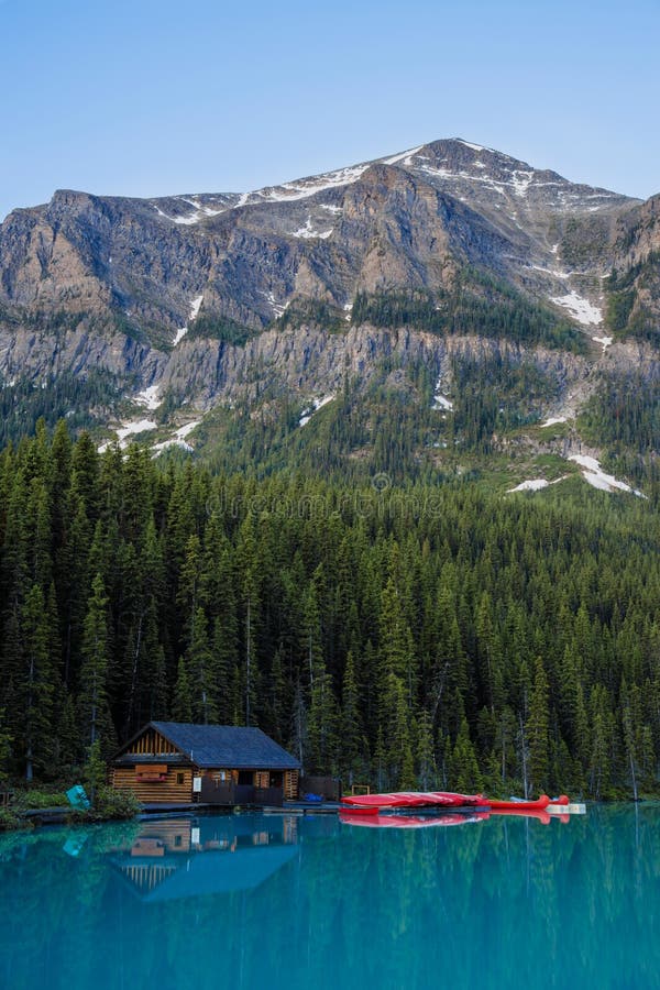 Row of Canoes, Banff National Park Stock Image - Image of national ...