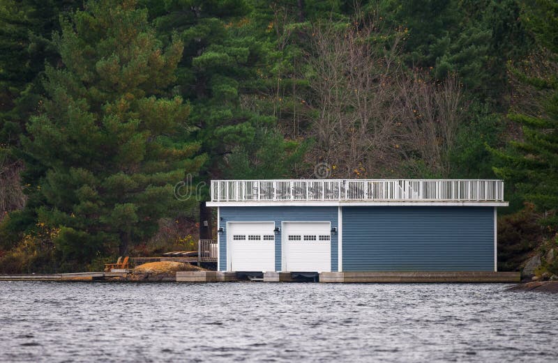 Blue Boathouse with Characteristic Architecture Stock Image - Image of ...