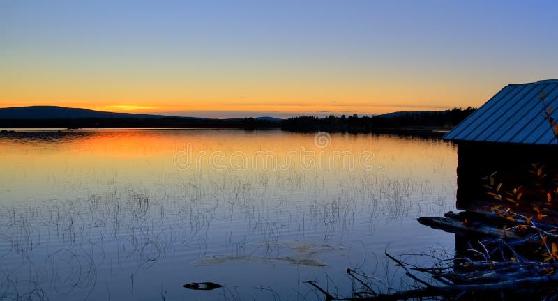 Evening Lake - Panoramic View Stock Image - Image of clouds, evening ...
