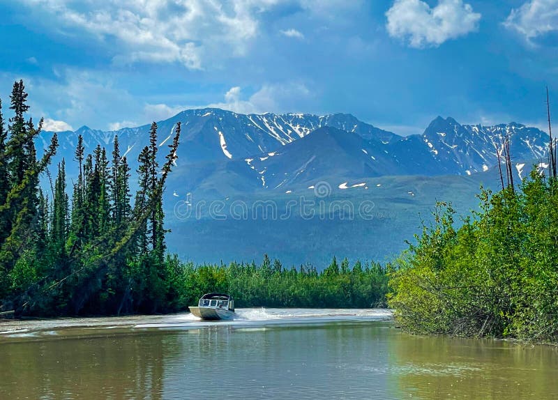 Boating in Alaska stock image. Image of tanana, interior - 252653765
