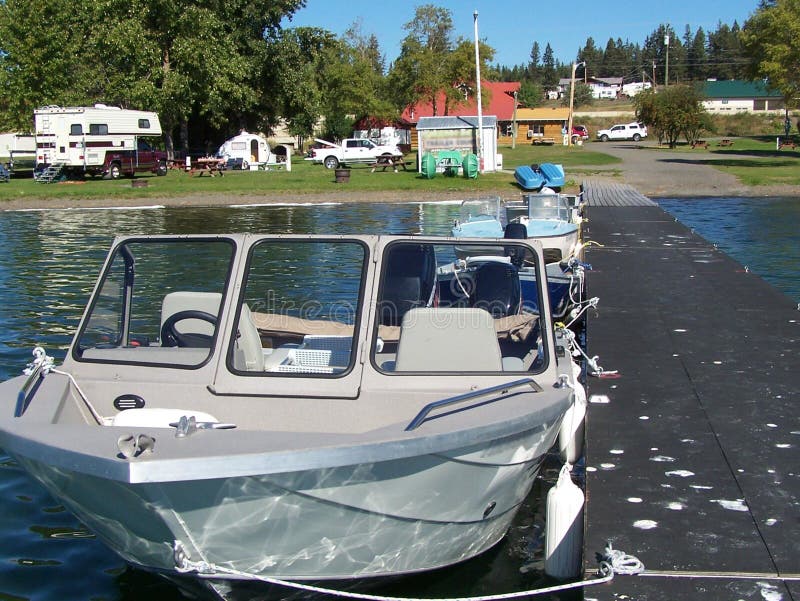 Boating and camping scenic stock image. Image of evergreen - 50196071
