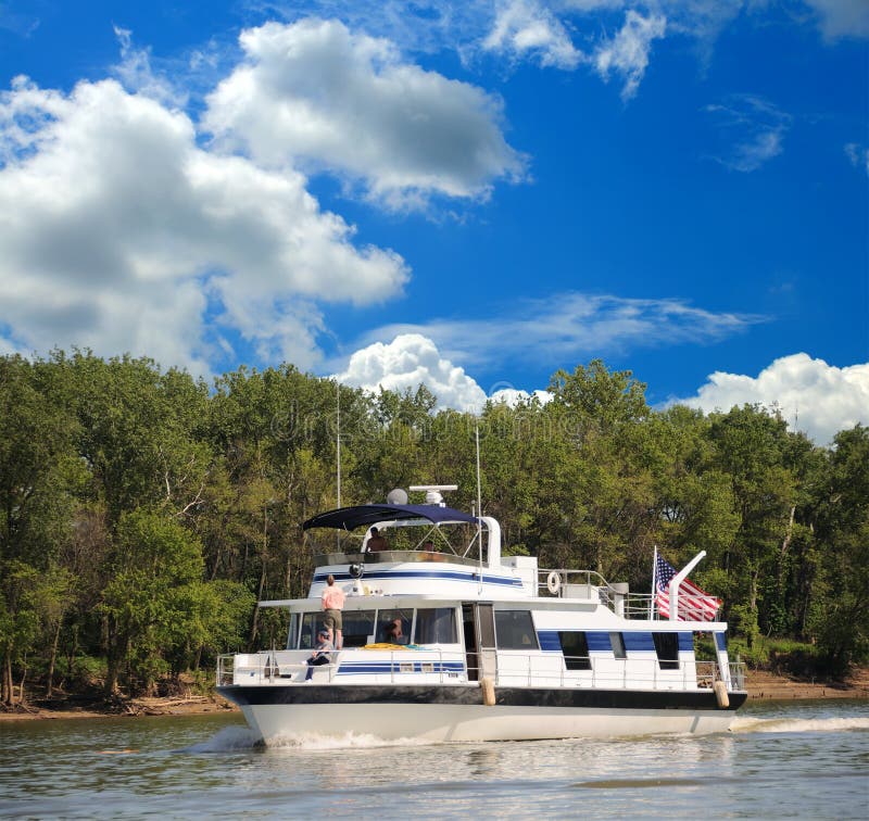 Family Vacation, Summer Holiday Travel on Barge Boat in Canal, Happy ...