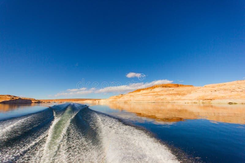 Boating at Lake Powell stock photo. Image of wave, powell - 48798590