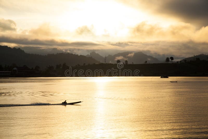 Boating on the river. stock image. Image of stream, morning - 28944943