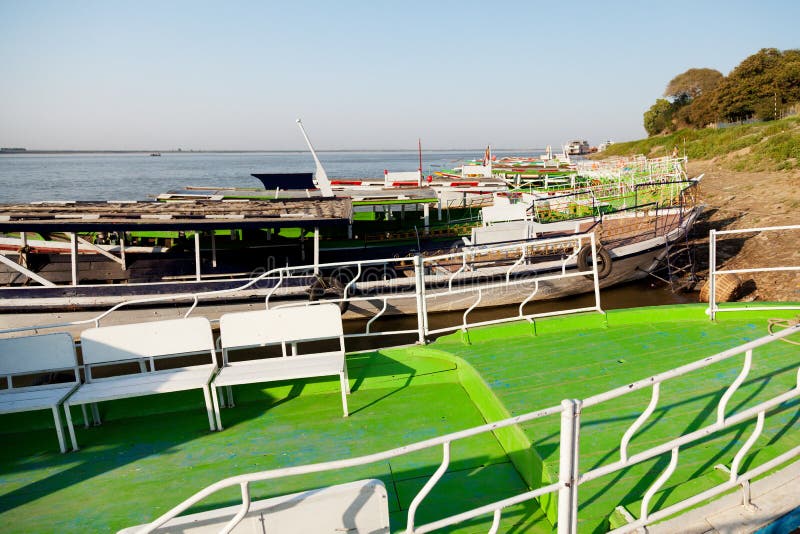 Boats in Bagan, Myanmar stock photo. Image of pier, tourists - 49364524