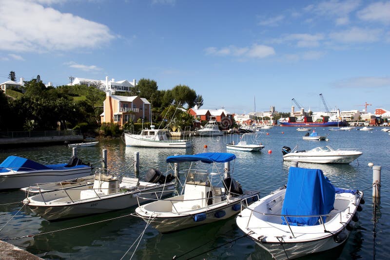 Boats in blue water bay stock photo. Image of cloud, caribbean - 1012282