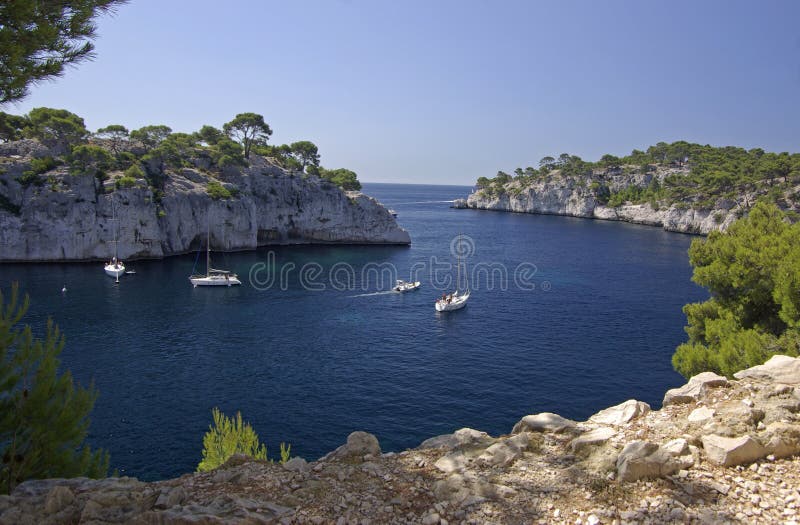 Boats in Calanques stock photo. Image of ocean, green - 22604844