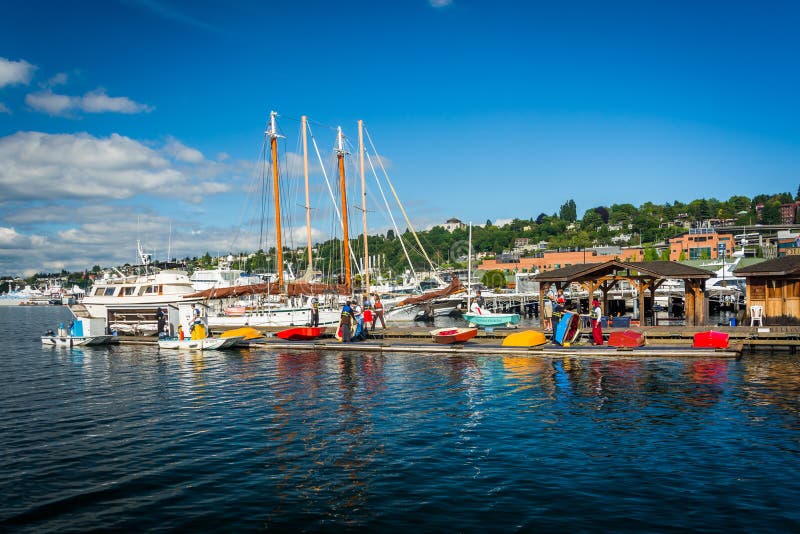 Boats Docked at Lake Union, in Seattle, Washington. Editorial Stock ...