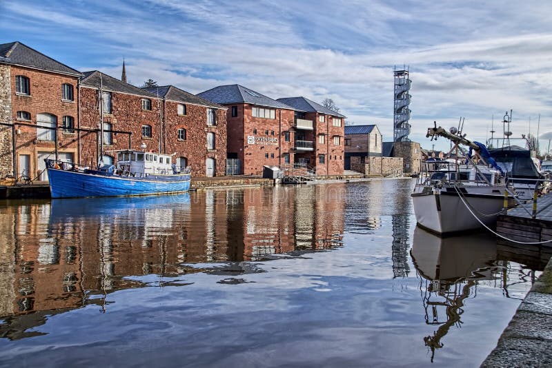 Boats at the Exeter Quays editorial photo. Image of buiildings - 49070686