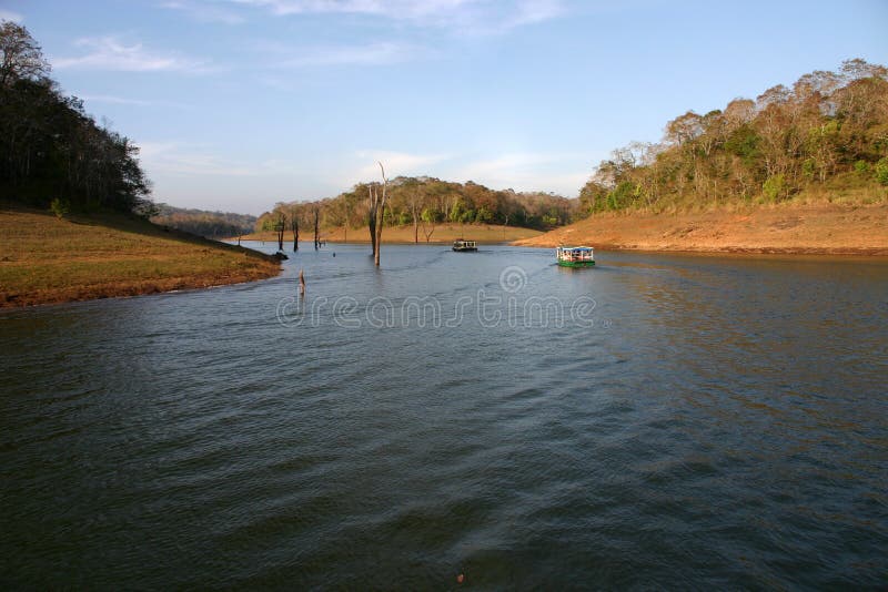 Boats on forest lake stock image. Image of ferry, travel - 3594687