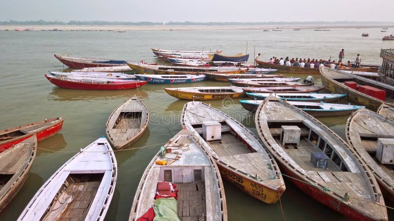Boats on the Ghats of Varanasi. Stock Footage - Video of faith, india ...