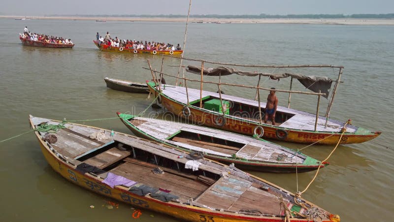 Boats on the Ghats of Varanasi. Stock Video - Video of hinduism, native ...