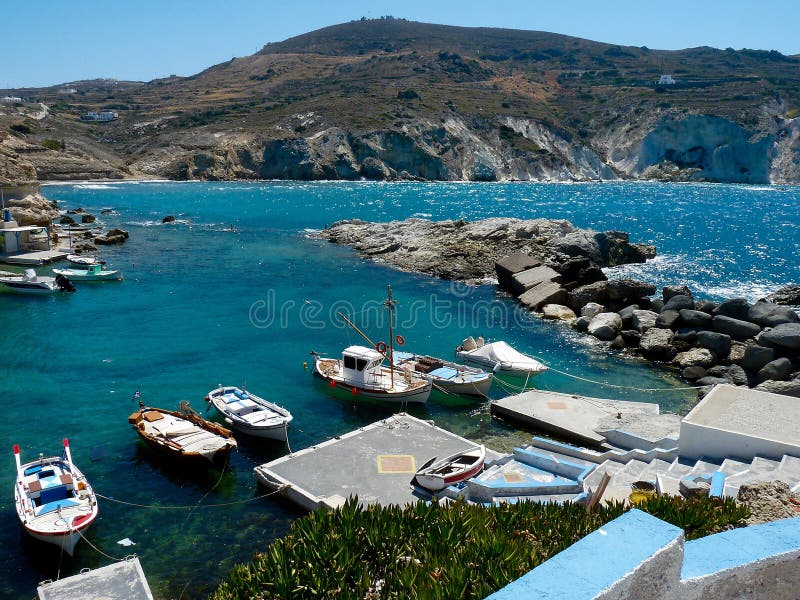 Boats in Harbour on Milos Island (Greece) Stock Photo - Image of boats ...