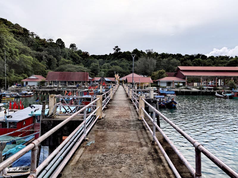 Boats at Jetty Penarak, Langkawi, Malaysia. Stock Image - Image of ...