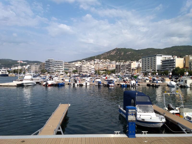 Kavala port editorial stock photo. Image of view, architecture - 121482248