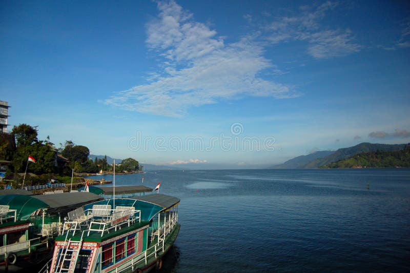 Boats on Lake Toba stock image. Image of island, samosir - 1623529