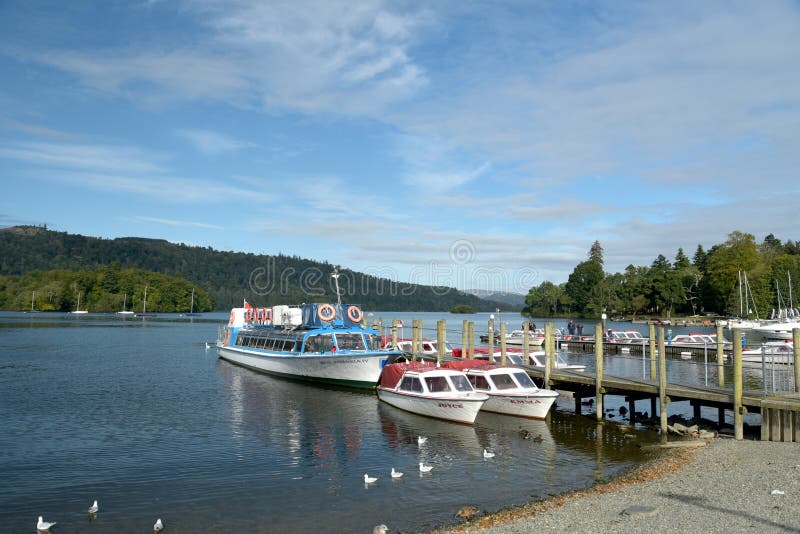 Boats at Landing Stage on Windermere at Bowness Editorial Stock Image ...