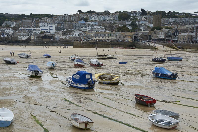 Boats during Low Tide in Cornwall Editorial Stock Photo - Image of ...