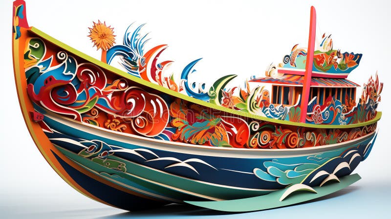 Traditional Thai Boat on the Beach Generate AI Stock Illustration ...