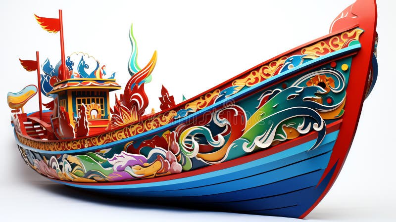 Traditional Thai Boat on the Beach Generate AI Stock Photo - Image of ...