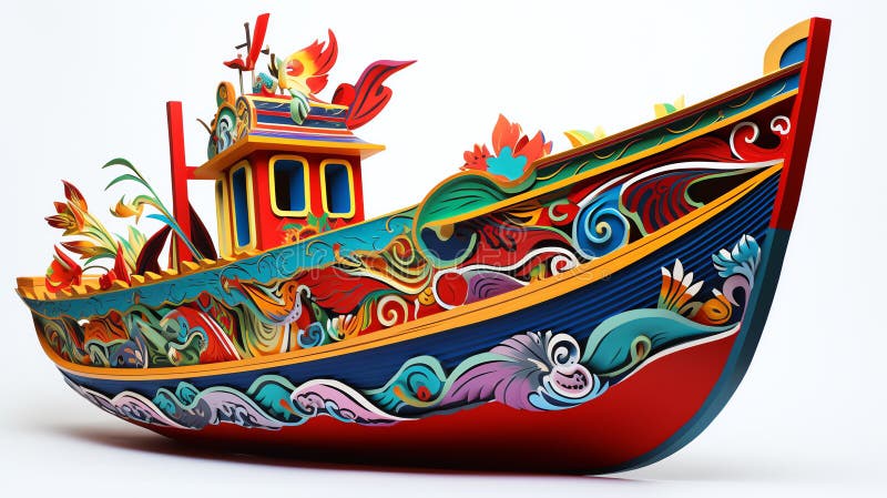 Traditional Thai Boat on the Beach Generate AI Stock Illustration ...