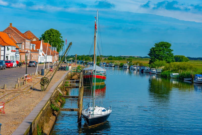 Boats Mooring at a Channel in Ribe, Denmark Editorial Stock Image ...