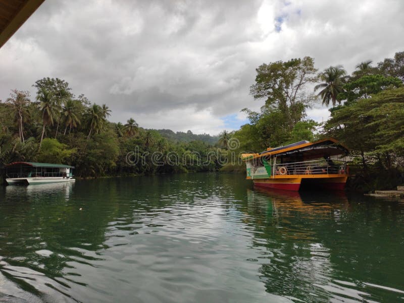 Boats and Palms on the River Stock Photo - Image of boats, lake: 240811620