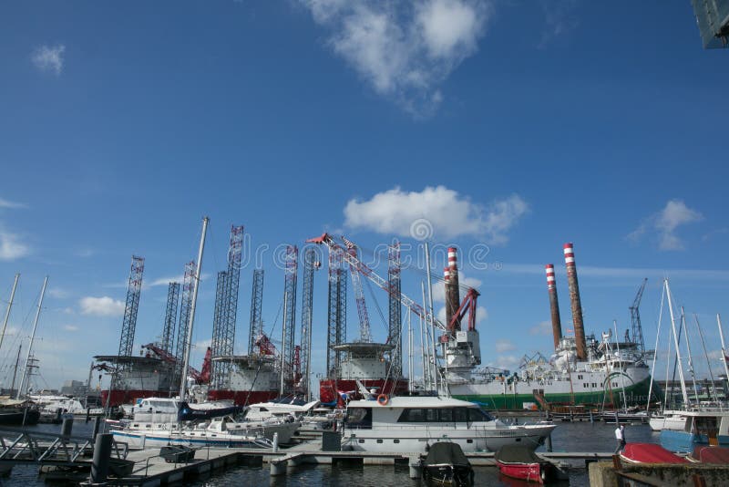 Boats in the Port of Amsterdam Editorial Photo - Image of architecture ...