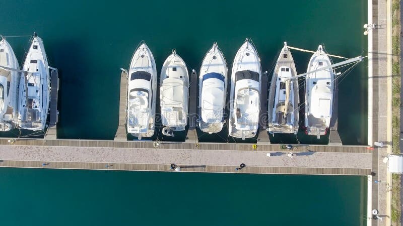 Boats in the Port, Overhead View Stock Photo - Image of harbor ...
