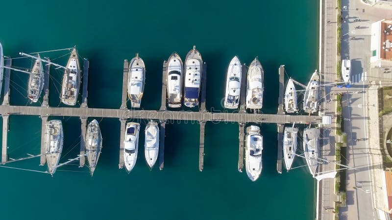 Boats in the Port, Overhead View Stock Photo - Image of logistics ...