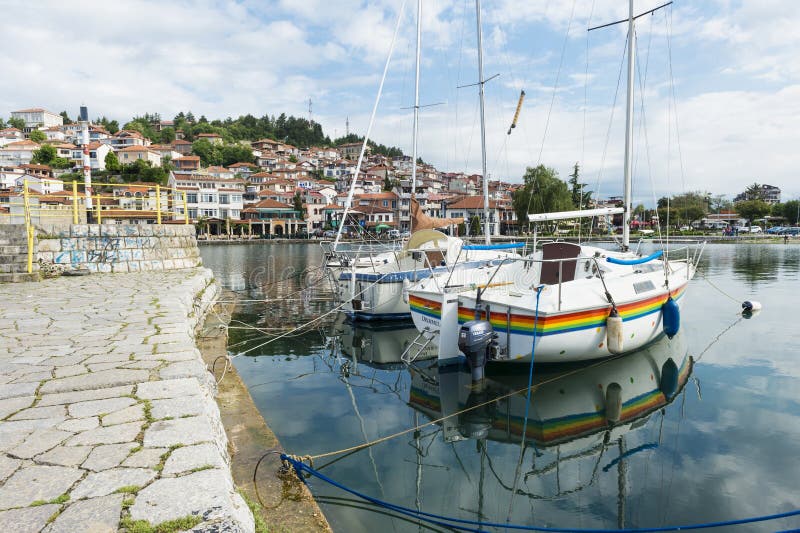 Boats on Ohrid Lake, Ohrid, Macedonia Editorial Photography - Image of ...