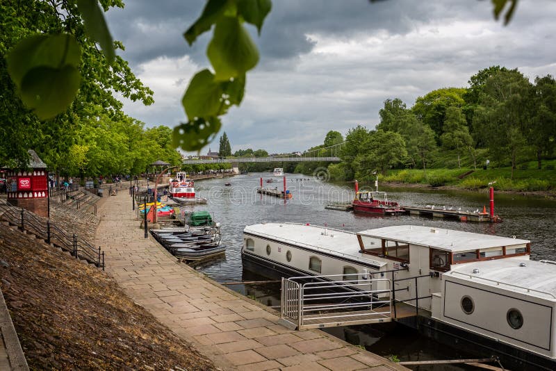Boats and River Cruisers on the River Dee in Chester, Cheshire ...