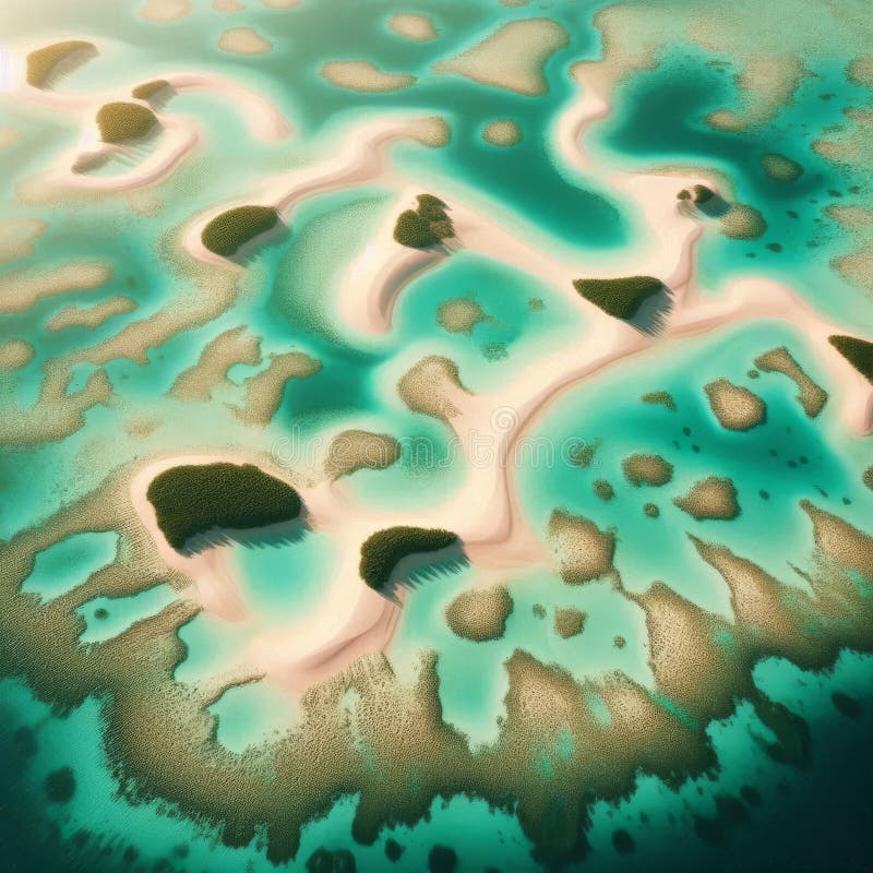 Boats Sailing through a Coral Archipelago Stock Illustration ...