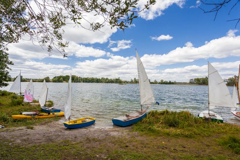 Boats with Sails Near the Shore Stock Photo - Image of coast, summer ...