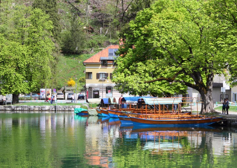 Boats and Scenery at Lake Bled Editorial Photography - Image of alpine ...