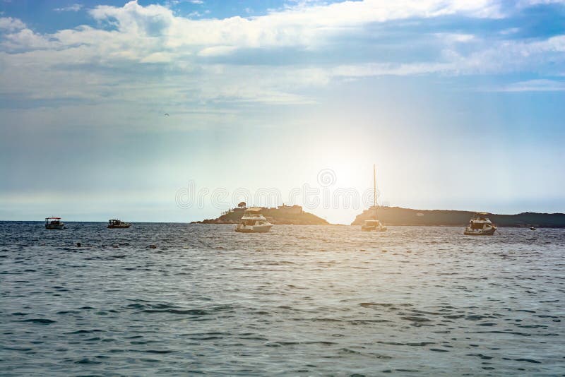 Boats in the Sea Near the Beach of Janice Stock Image - Image of ...