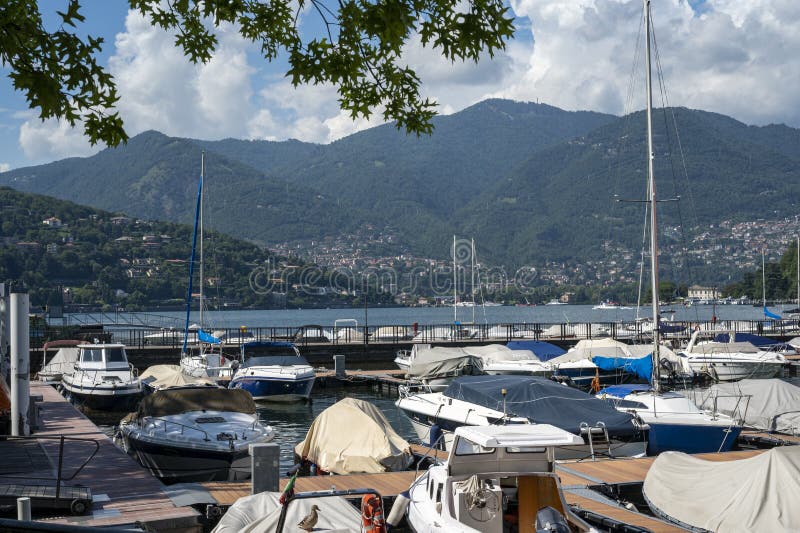 Boats and Ships in the Port of Como Editorial Stock Image - Image of ...