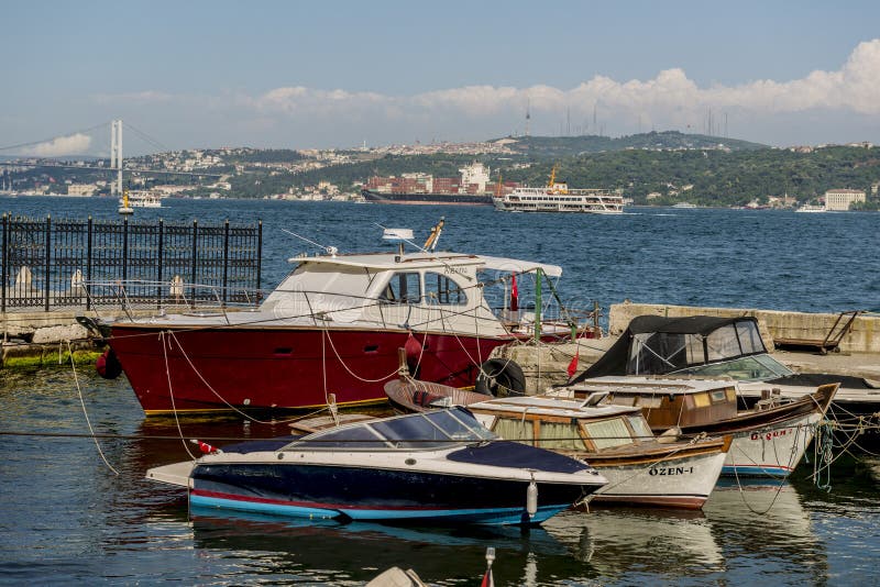 Boats and Ships Sail through the Bosphorus in Istanbul. Editorial ...