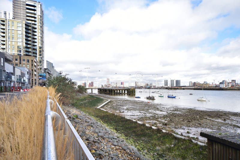 Boats on the Thames at North Greenwich Stock Image - Image of riverside ...