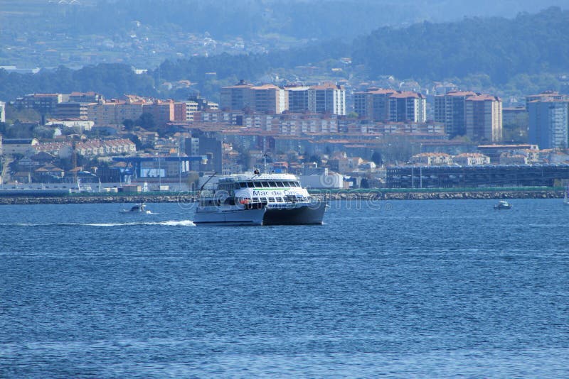 Boats in Vigo Ria editorial image. Image of bluesky - 143416660
