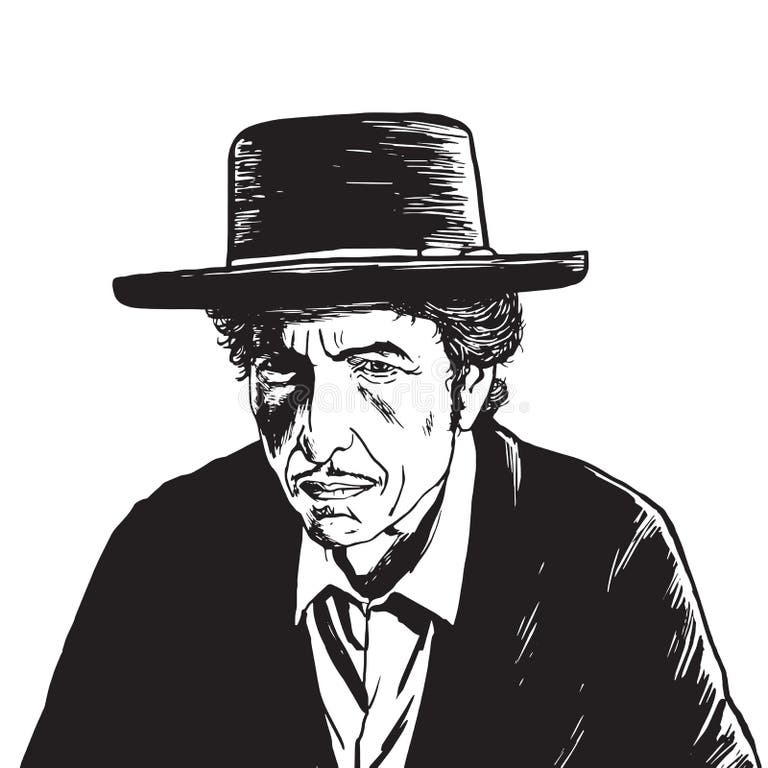 Bob Dylan Hand Drawn Drawing Vector Portrait Editorial Photo ...